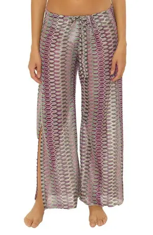 BECCA® By Rebecca Virtue Paradise Open Knit Cover-up Pants - Olive/ Purple Multi