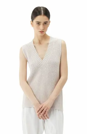 GOBI MONGOLIAN CASHMERE Cotton Cashmere Knitted Vest