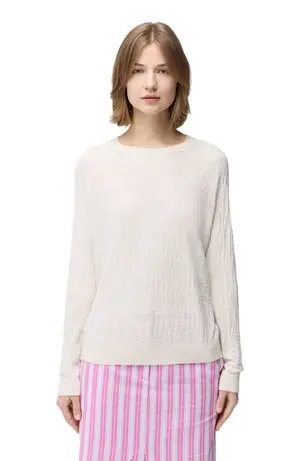 GOBI MONGOLIAN CASHMERE Silk Cashmere Textured Sweater - Whisper White