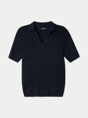 Gobi Cashmere Silk Polo Shirt With Metallic Threading