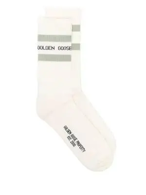 GOLDEN GOOSE Intarsia-logo Socks - Neutrals