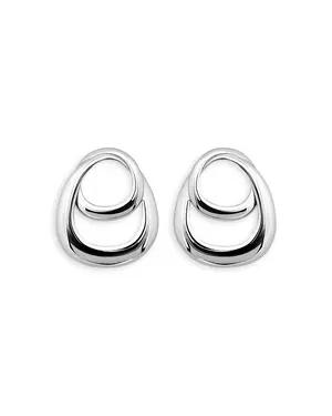 Aqua Double Interlocking Hoop Earrings