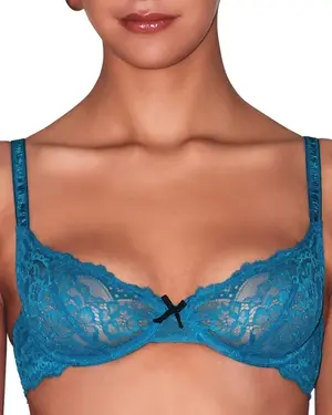 Fleur Du Mal Bianca Lace Balconette Bra - Aquamarine