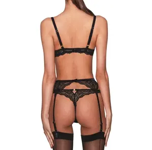 FLEUR DU MAL Bianca Lace Thong - Black