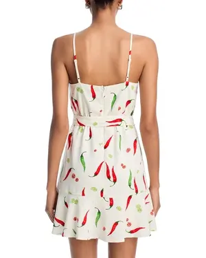 Aqua Printed Tie Waist Mini Dress