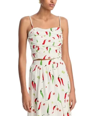Aqua Chili Pepper Ruched Tank Top