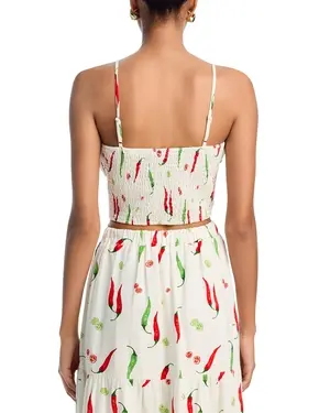 Aqua Chili Pepper Ruched Tank Top