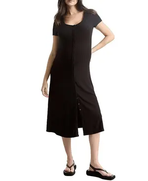 Hatch Collection Softest Rib Maternity/nursing Midi Dress - Black