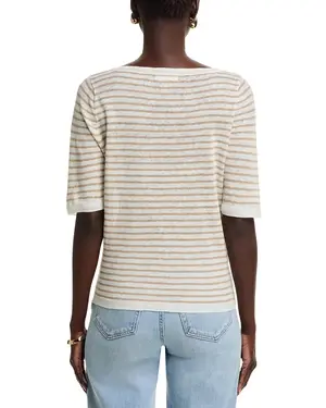 Majestic Filatures Striped Linen Sweater