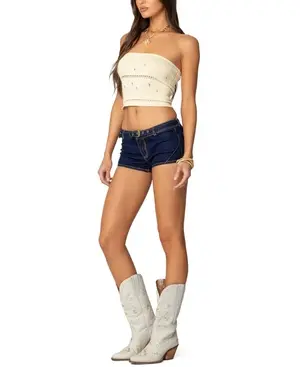 EDIKTED Belline Knit Strapless Top