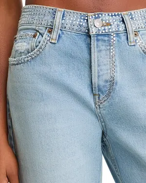 RE/DONE Easy Rhinestone Straight Crop Jeans