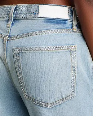 RE/DONE Easy Rhinestone Straight Crop Jeans