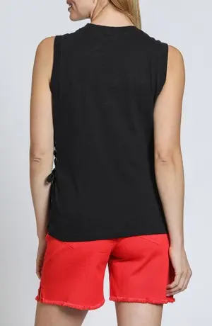 APNY Side Laced Cotton Tank - Black