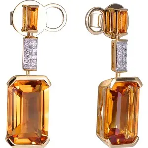 KAHN HIGH JEWELRY Citrine And Diamond Earrings - Citrine Orange