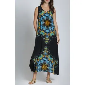 APNY Sleeveless Maxi Dress - Blackblue Multi