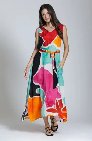 APNY Sleeveless Maxi Dress - Red Multi
