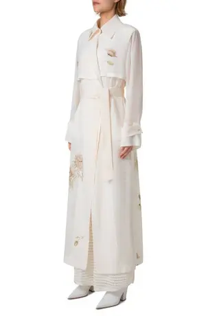Akris Haider Silk Crepe Long Trench Coat