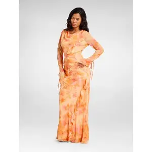 DASKA Circe Maxi Dress With Ruffle And Tie Details - Orange