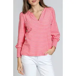 APNY Stripe Puff Shoulder Top