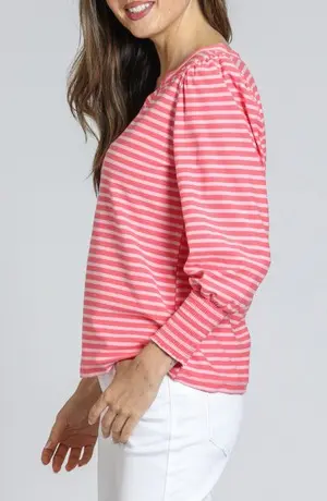 APNY Stripe Puff Shoulder Top