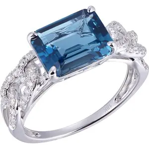 KAHN HIGH JEWELRY Topaz Ring With Diamonds - London Blue
