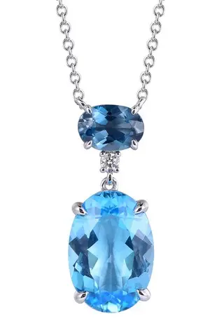 KAHN HIGH JEWELRY Topaz And Diamond Pendant Necklace - Swiss Blue & London Blue
