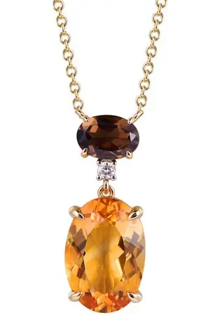 KAHN HIGH JEWELRY Citrine, Smoky Quartz & Diamond Necklace - Citrine Orange & Brown