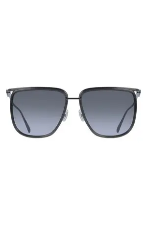 FERRAGAMO 58mm Modified Rectangular Sunglasses - Dark Ruthenium