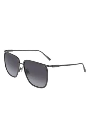FERRAGAMO 58mm Modified Rectangular Sunglasses - Dark Ruthenium
