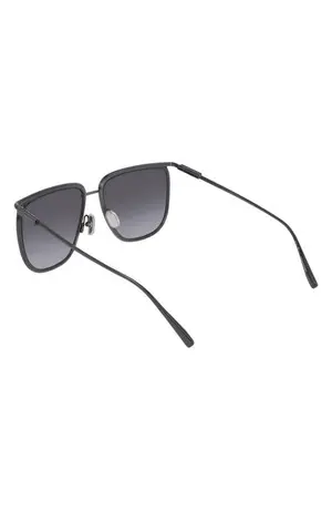FERRAGAMO 58mm Modified Rectangular Sunglasses - Dark Ruthenium