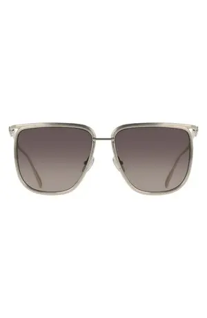 FERRAGAMO 58mm Modified Rectangular Sunglasses - Gold/ Brown Gradient