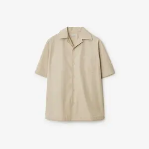 Burberry Relaxed Fit Knot Logo Cotton Poplin Shirt - Fossil