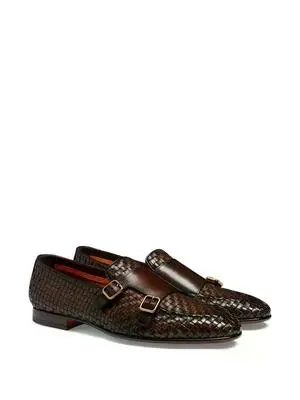 Santoni Woven Leather Monk Shoes