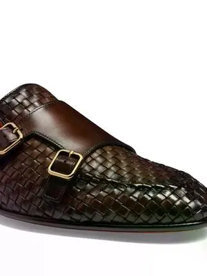 Santoni Woven Leather Monk Shoes