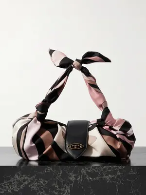 Emilio Pucci Leather-trimmed Knotted Printed Silk-twill Shoulder Bag