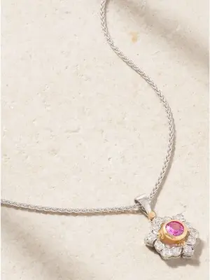 Buccellati 14-karat Gold Ghirlanda Diamond And Sapphire Necklace - Pink