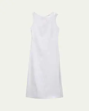 Theory Asymmetric Draped Linen-Blend Midi Dress - Ivory