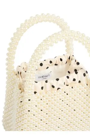 LK BENNETT Mini Faux Pearl Tote - Black Dots