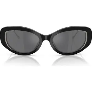 DIESEL® DIESEL® 54mm Oval Sunglasses Black/ Grey Silver Mirror