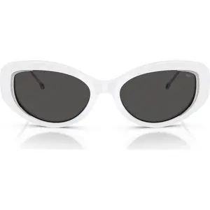 DIESEL® 54mm Oval Sunglasses - Shiny White/ Dark Grey