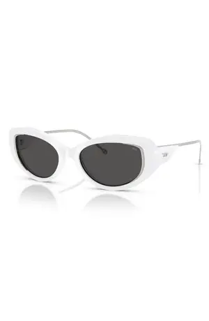 DIESEL® 54mm Oval Sunglasses - Shiny White/ Dark Grey