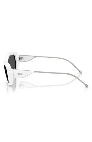 DIESEL® 54mm Oval Sunglasses - Shiny White/ Dark Grey