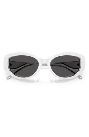 DIESEL® 54mm Oval Sunglasses - Shiny White/ Dark Grey