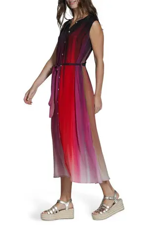 APNY Print Sleeveless Maxi Shirt Dress - Cherry Multi