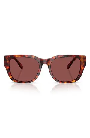 DIESEL® DIESEL® 53mm Square Sunglasses Havana Brown/ Dark Violet/ Red