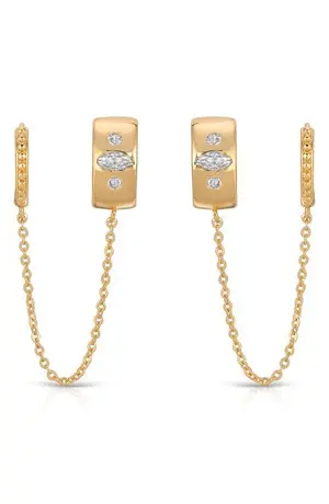 Ettika Double Piercing Chain Drop Earrings
