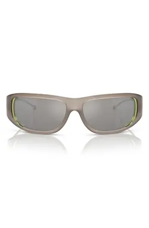 DIESEL® 61mm Oval Sunglasses - Shiny Opal Grey/ Mirror Grey