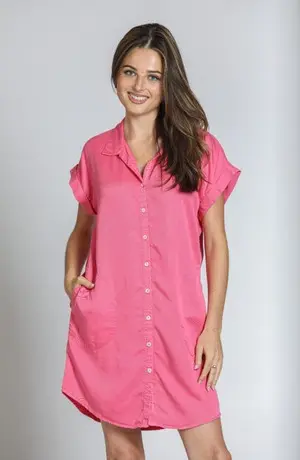 APNY Scoop Pocket Shirtdress - Pink