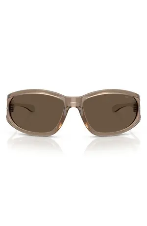 DIESEL® 65mm Oversize Wrap Sunglasses - Metallic Kaki/ Brown