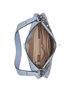 Karl Lagerfeld Paris Leather Shoulder Bag With Pearls - Blue Aura